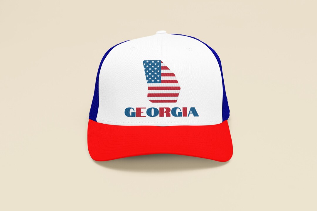 American Flag Georgia Trucker Hat, Patriotic Georgia Hat, Georgia Dad ...