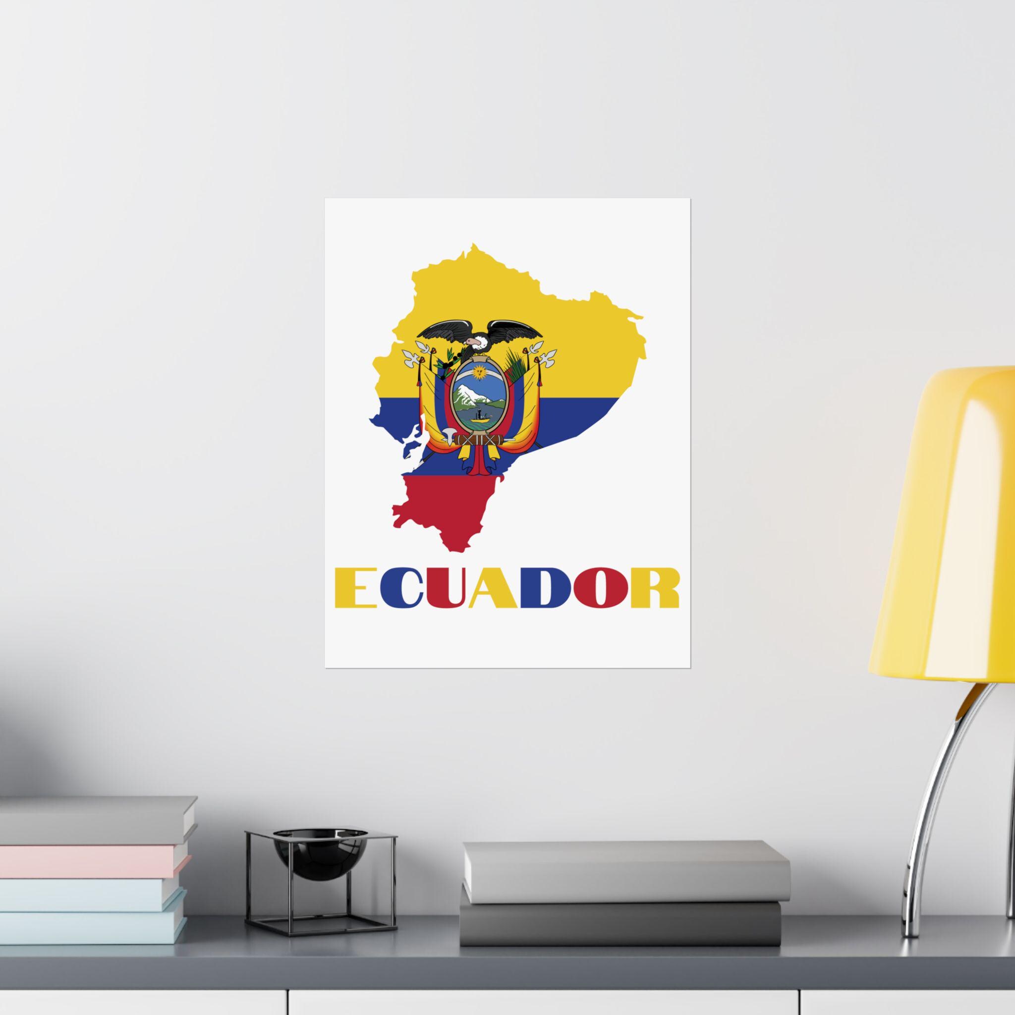 Map of Ecuador Poster, Ecuadorian Flag Poster, Ecuador Flag Matte ...