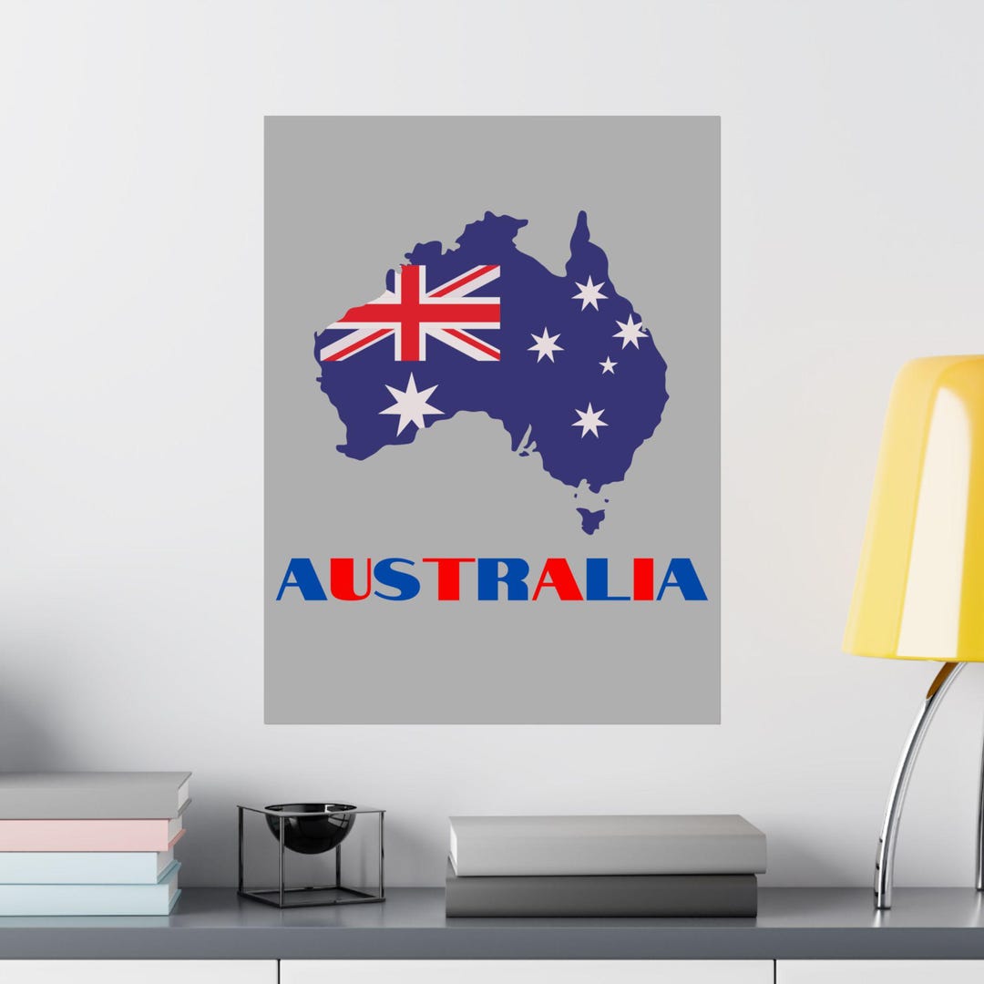 Map of Australia Poster, Australian Flag Poster, Australia Flag Matte ...