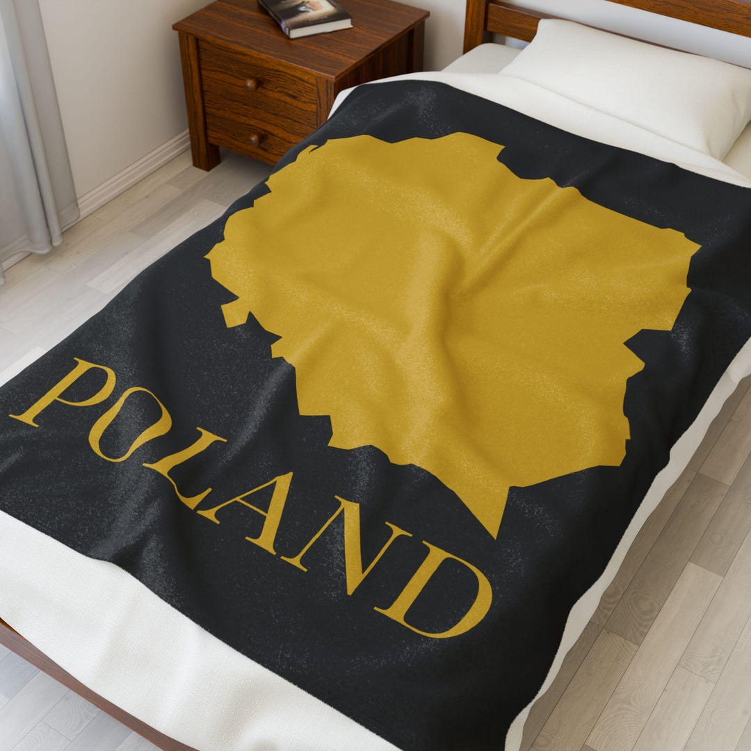 Poland Map Blanket, Gold Poland Throw Blanket, Poland Home Decor, Gift ...
