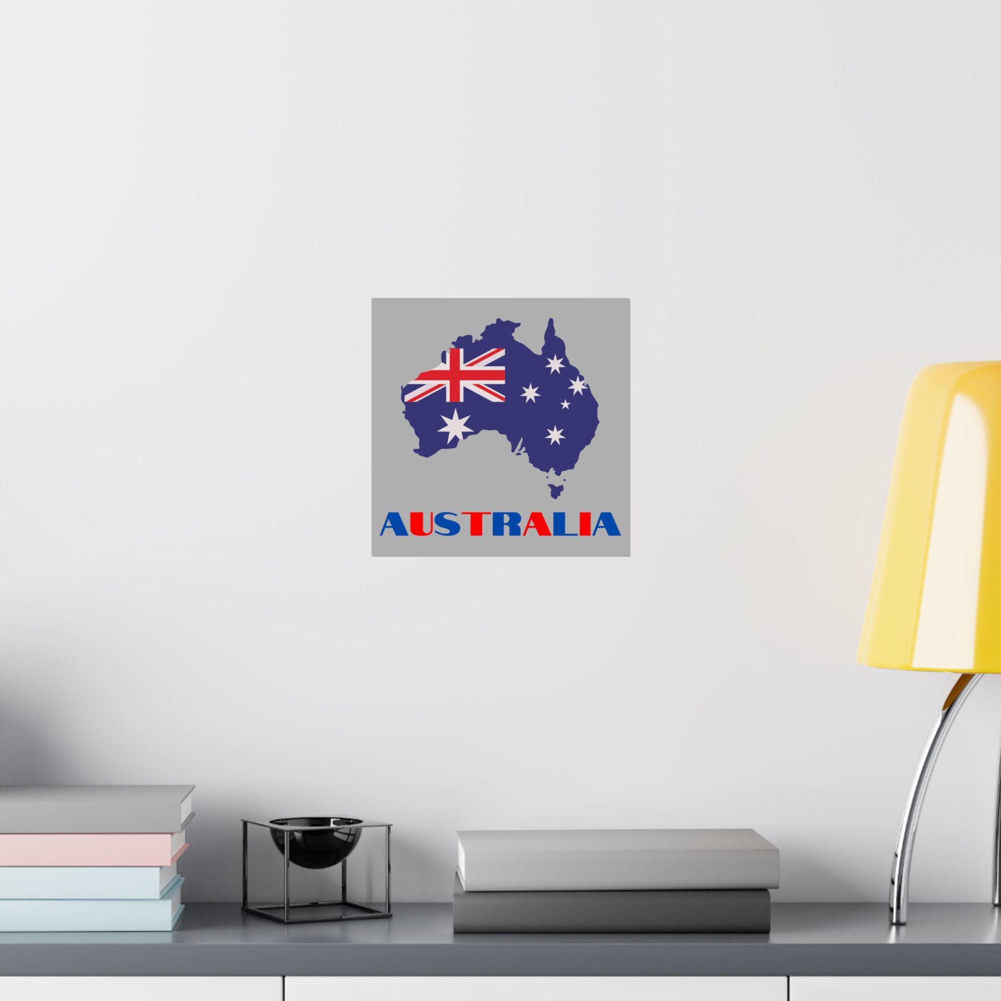 Map of Australia Poster, Australian Flag Poster, Australia Flag Matte ...