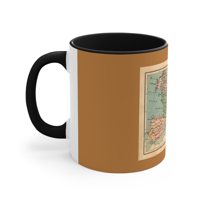 Vintage Europe Map Tea Coffee Mug, 11oz Ceramic, Trendy Retro Geography ...
