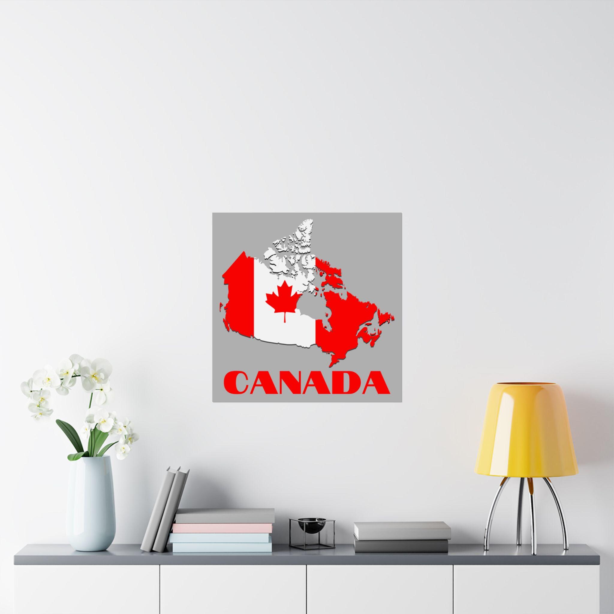 Map of Canada Poster, Canadian Flag Poster, Canada Flag Matte Poster ...