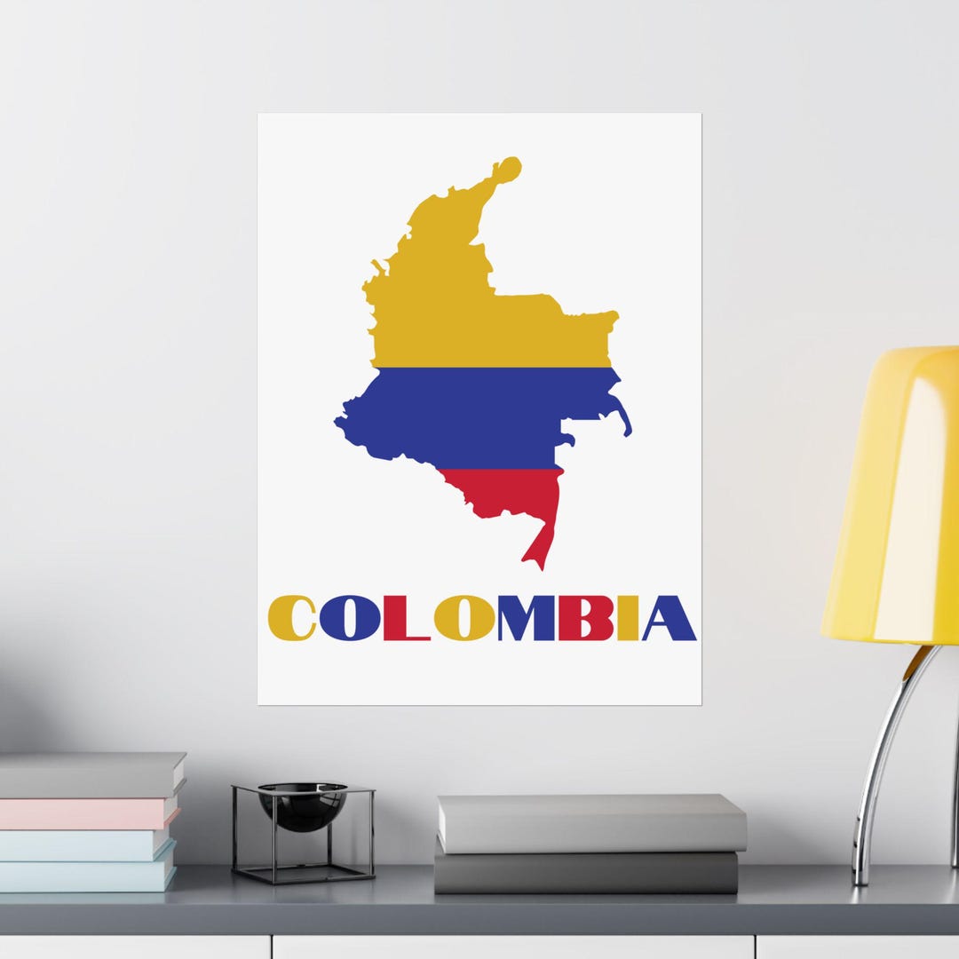Map of Colombia Poster, Colombian Flag Poster, Colombia Flag Matte ...