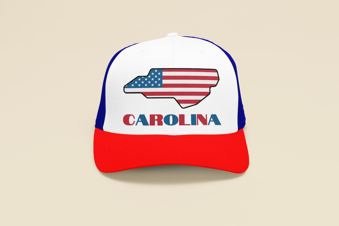 USA Flag Map of North Carolina Hat, North Carolina Trucker Hat, North ...