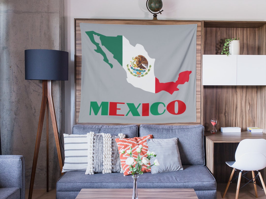 Mexican Flag Map of Mexico Wall Tapestry, Spanish Teacher Gift, Dorm ...
