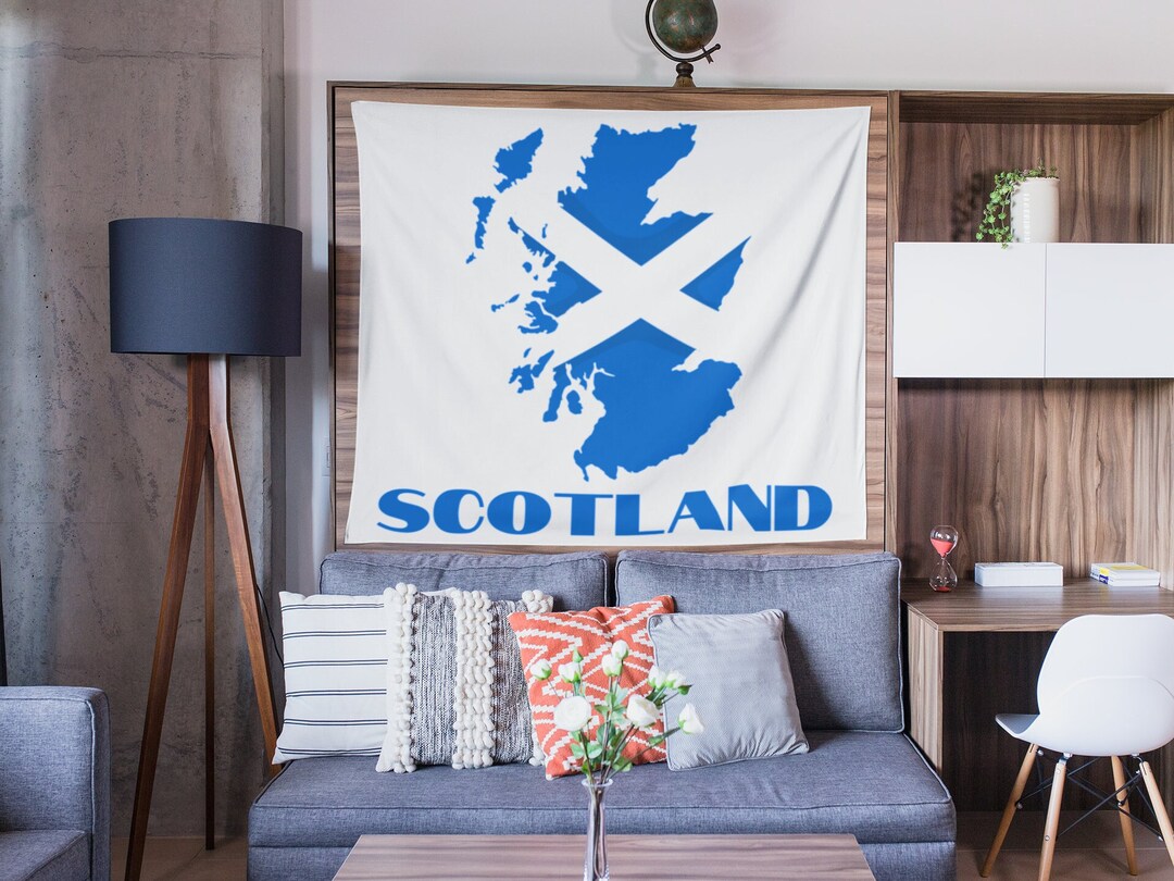 Scotland Flag Wall Tapestry, Map of Scotland Wall Hanging, Scottish ...