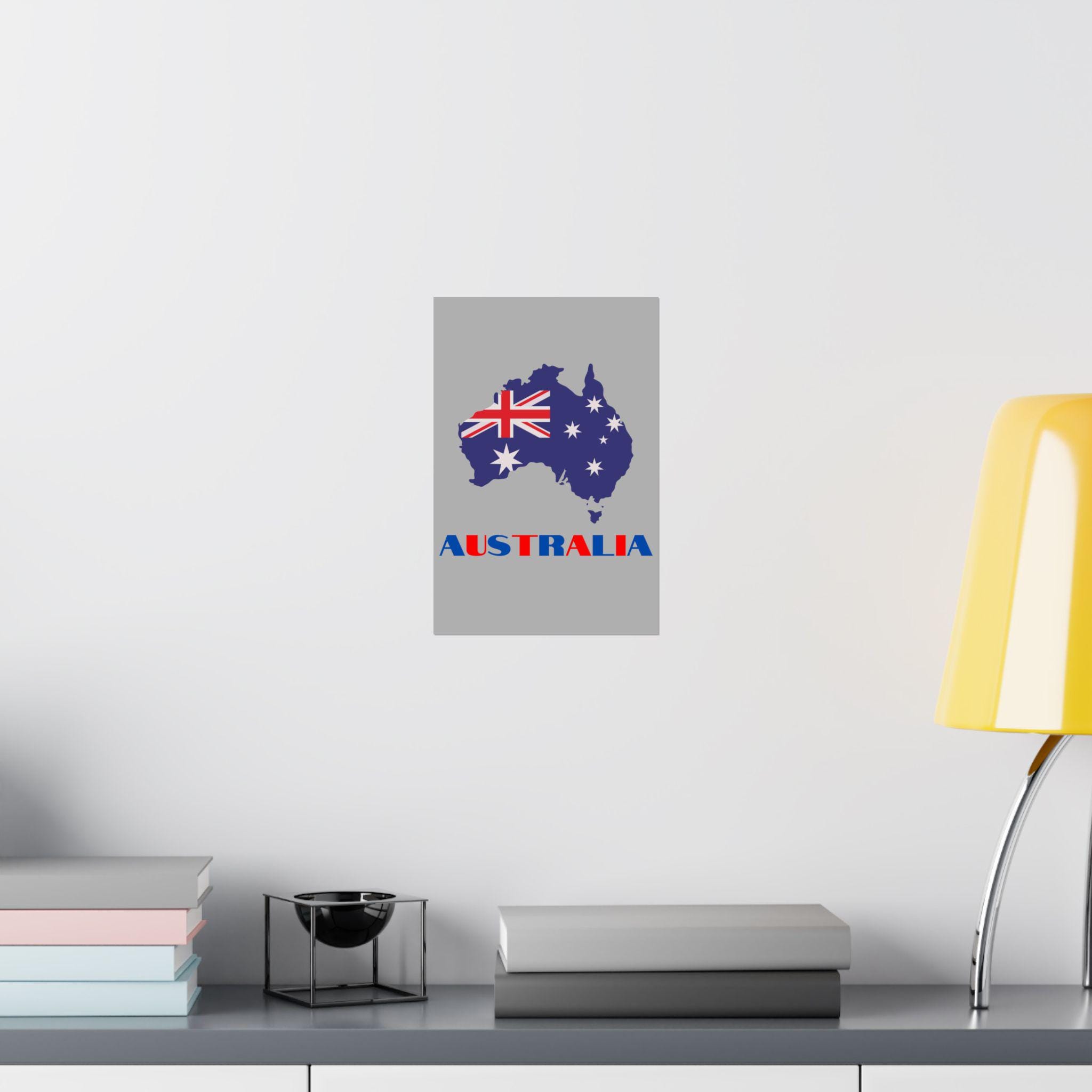 Map of Australia Poster, Australian Flag Poster, Australia Flag Matte ...