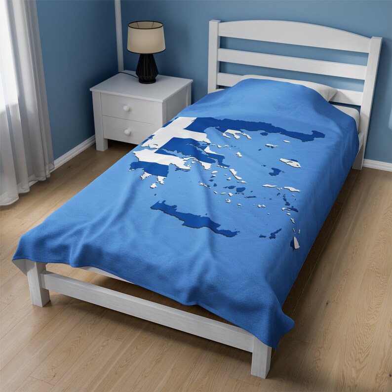 Greek Flag Map of Greece Blanket, Greece Throw Blanket, Greece ...