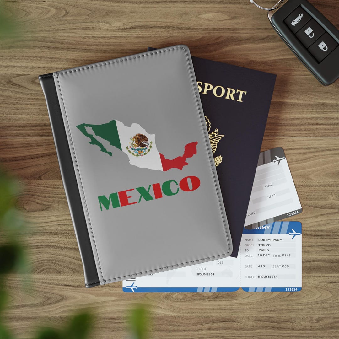 Mexico Passport Holder, Mexican Passport Wallet, Mexico Flag Map of ...