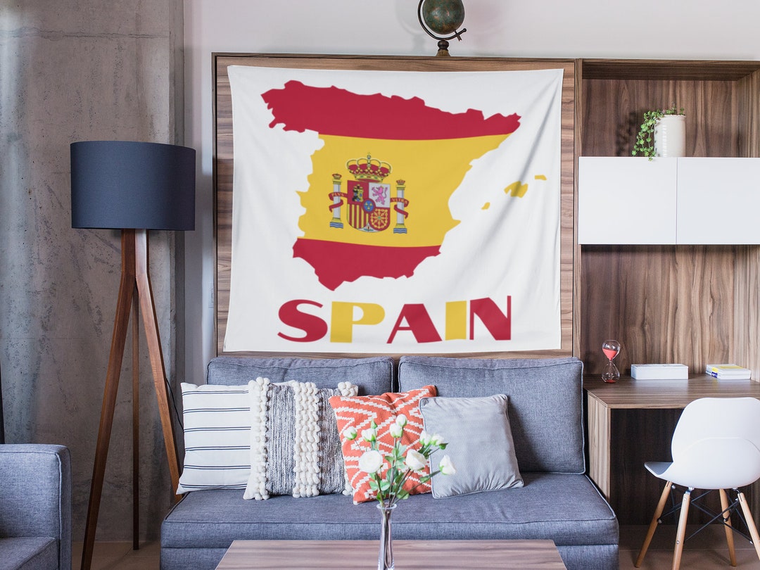 Spain Flag Map Wall Tapestry, Spain Wall Hanging, Spanish Decor - Etsy