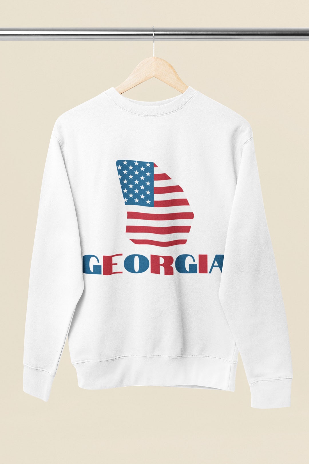 American Flag Map of Georgia Sweatshirt, Georgia Map Sweatshirt ...