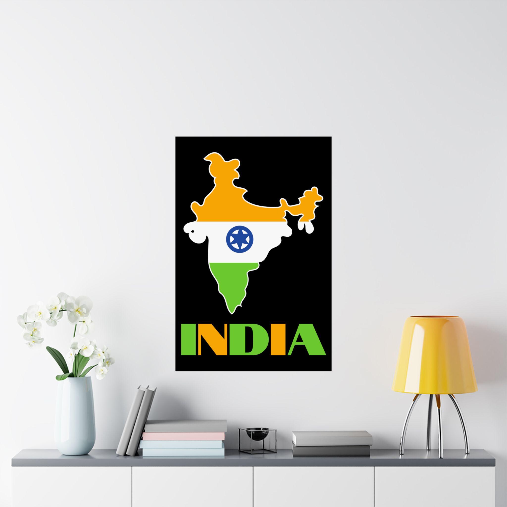 Map of India Poster, Indian Flag Poster, India Flag Matte Poster ...