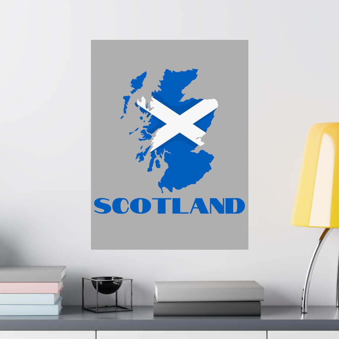 Map of Scotland Poster, Scottish Flag Poster, Scotland Flag Matte ...