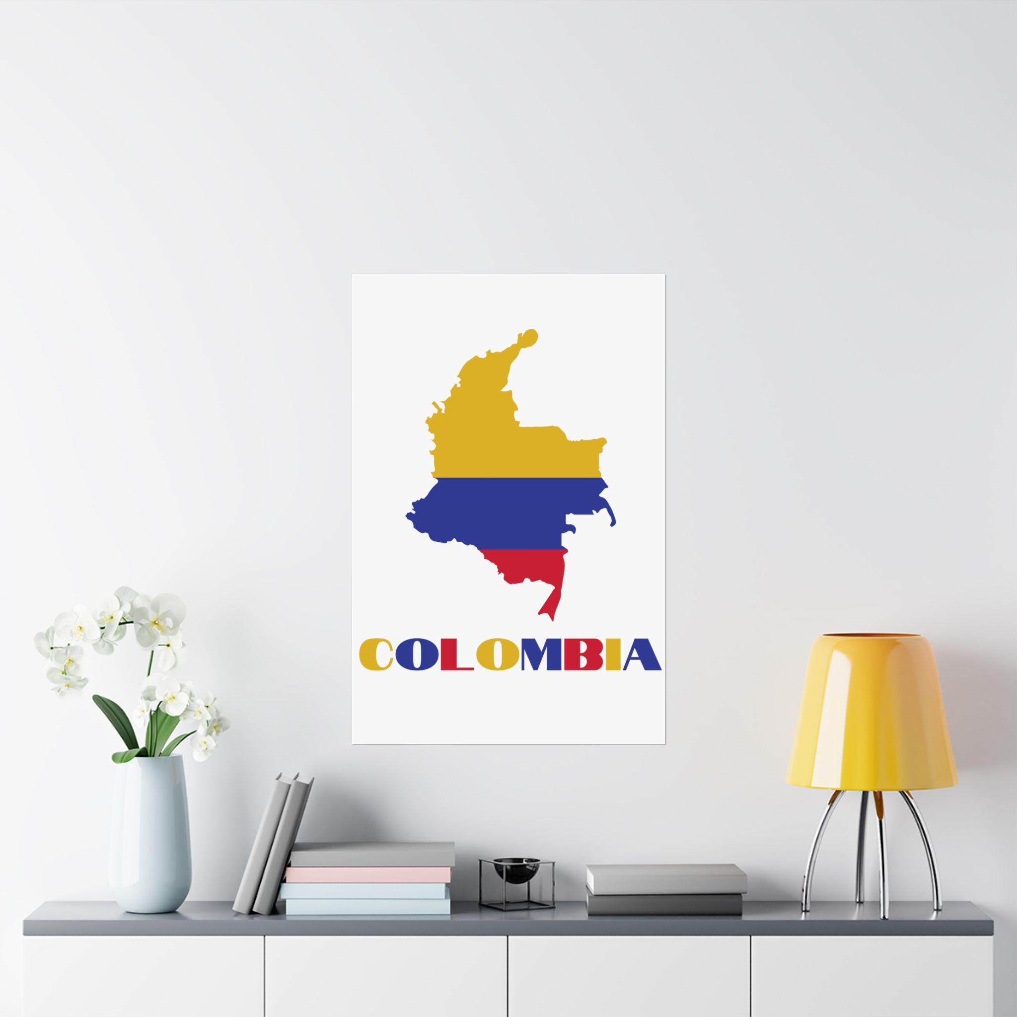 Map of Colombia Poster, Colombian Flag Poster, Colombia Flag Matte ...