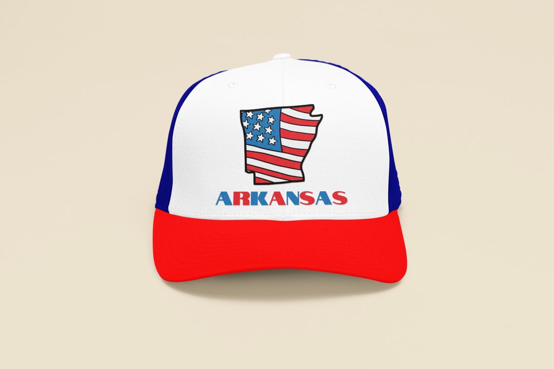 American Flag Arkansas Trucker Hat, Patriotic Arkansas Hat, Arkansas ...