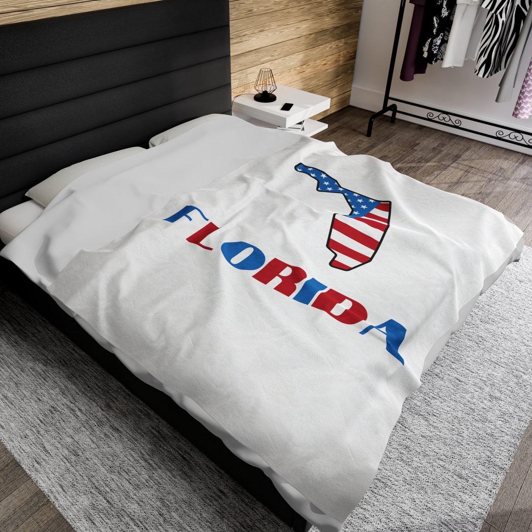 Florida Throw Blanket, American Flag Florida Blanket, FL Map Blanket ...