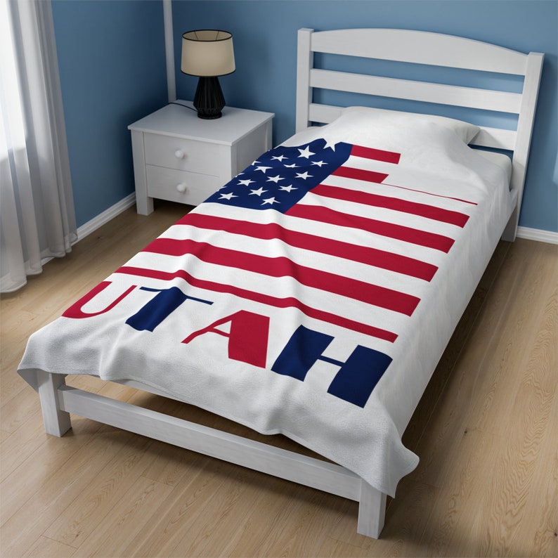 American Flag Map of Utah Blanket, Utah Throw Blanket, Utah ...