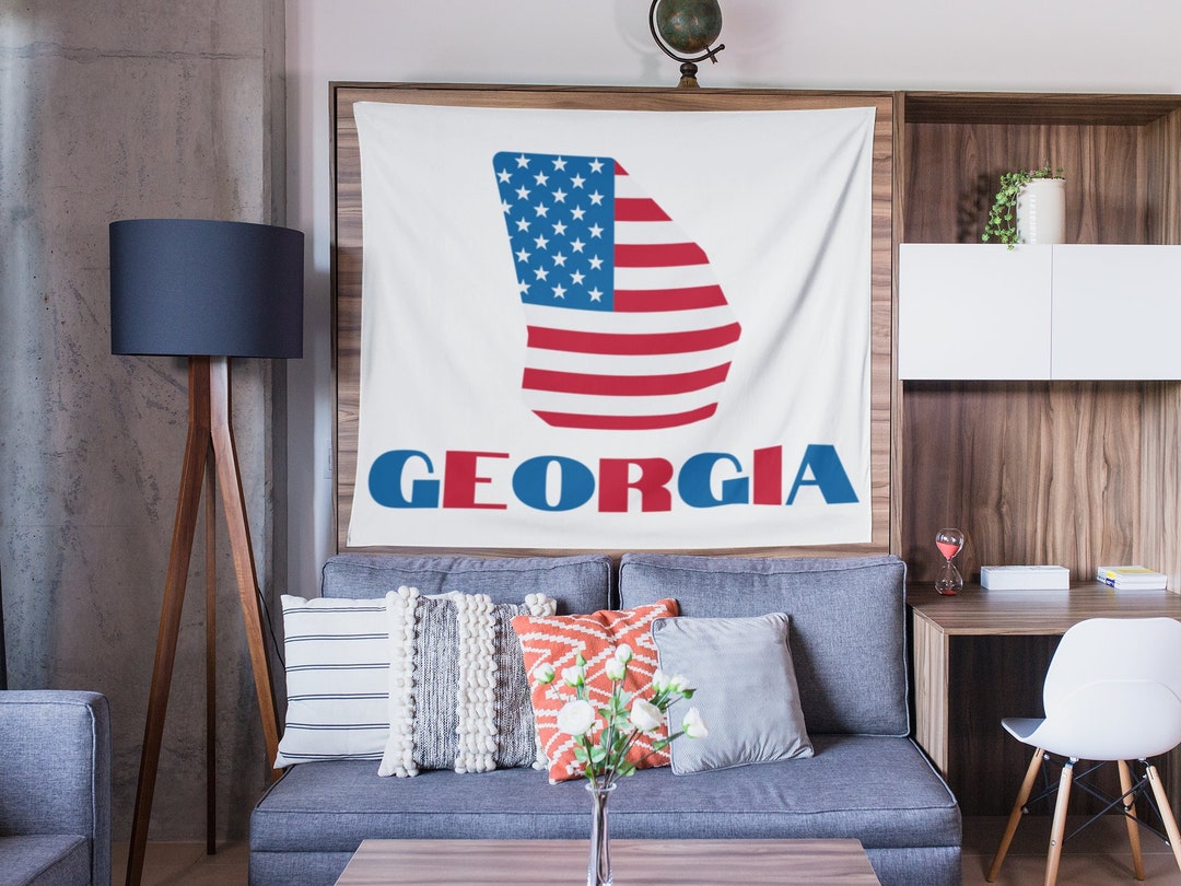 American Flag Map of Georgia Wall Tapestry, Home Gifts for Him, Dorm ...