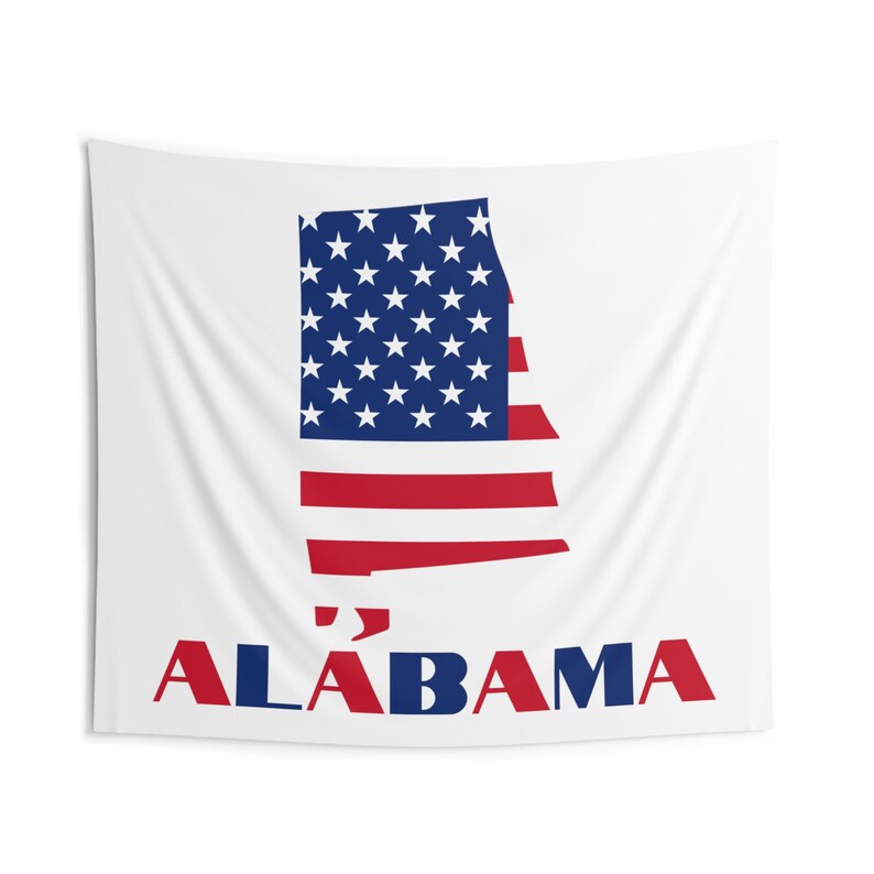 American Flag Map of Alabama Wall Tapestry, Home Gifts for Him, Dorm ...
