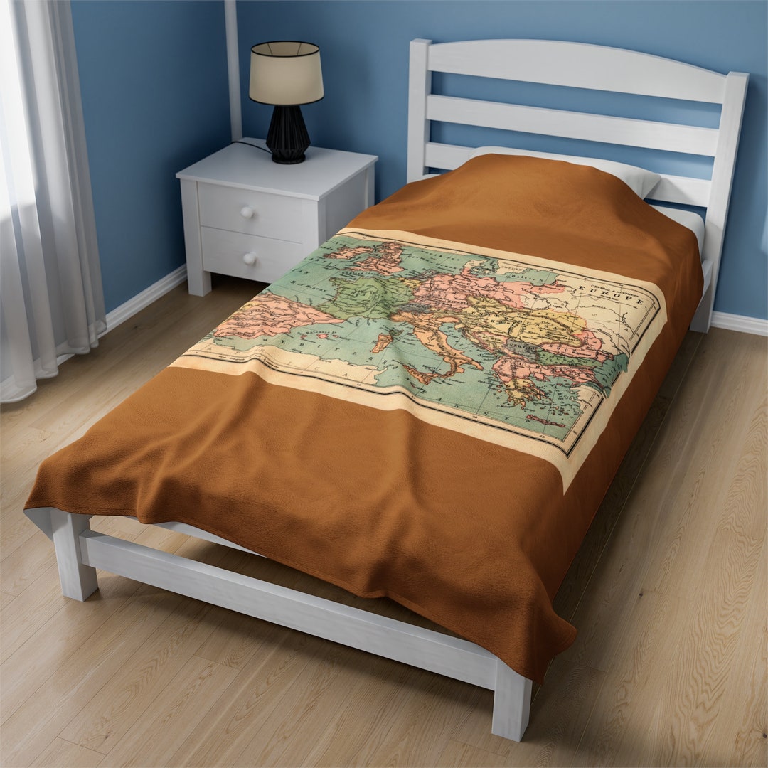 Vintage Style Europe Map Throw Blanket, Rustic Style Historical ...