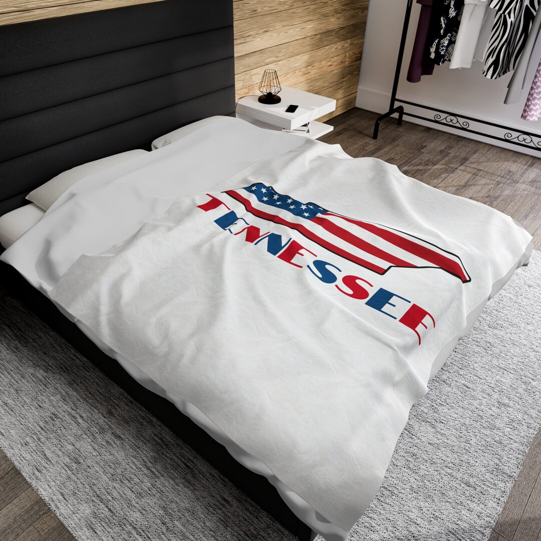 American Flag Map of Tennessee Blanket, Tennessee Throw Blanket ...