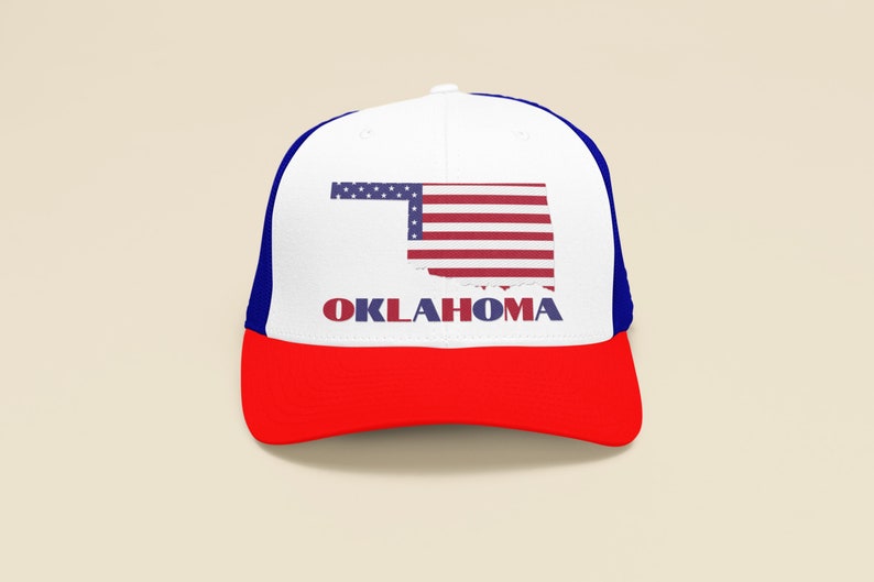 USA Flag Map of Oklahoma Trucker Hat, Oklahoma Dad Hat, Patriotic ...