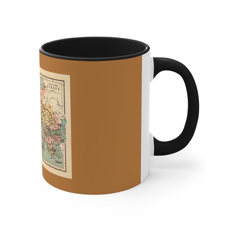Vintage Europe Map Tea Coffee Mug, 11oz Ceramic, Trendy Retro Geography ...