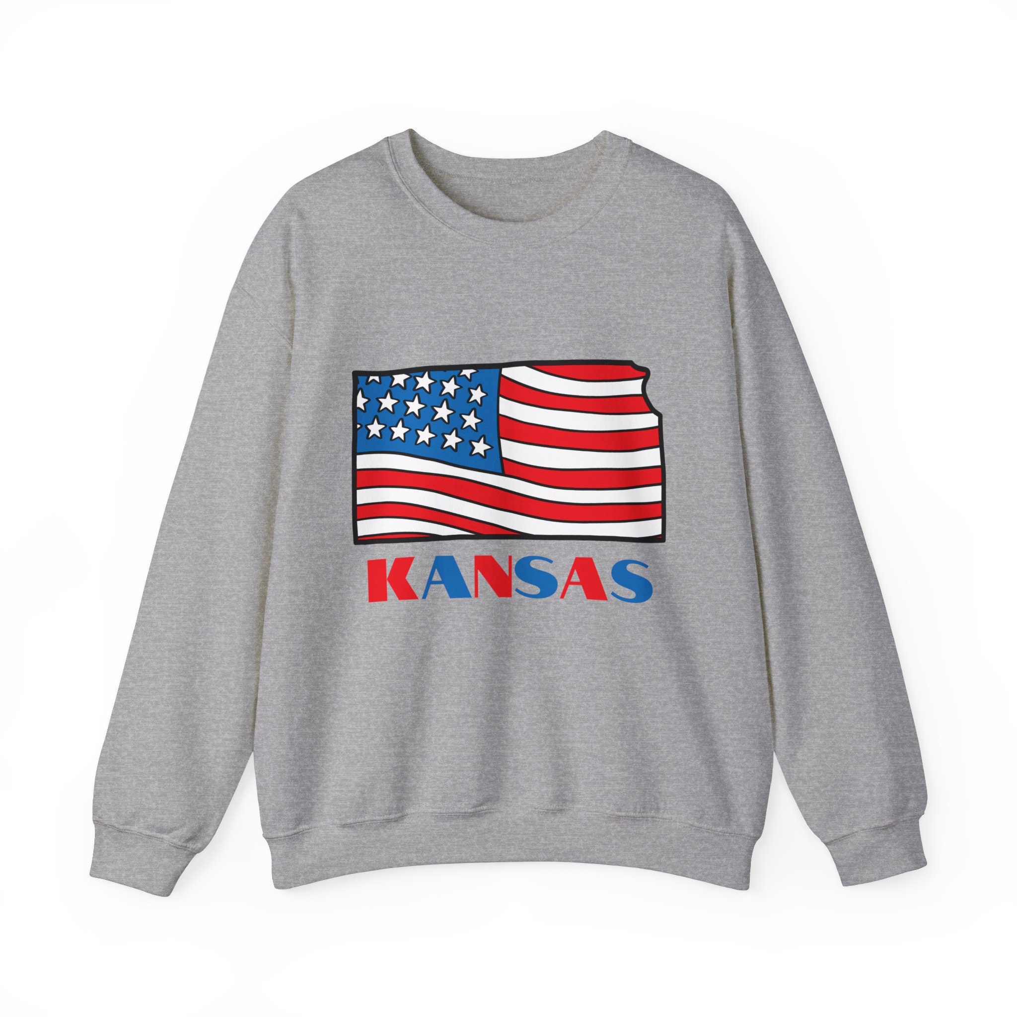 Kansas American Flag Sweatshirt, Patriotic Kansas Map Crewneck, Kansas ...