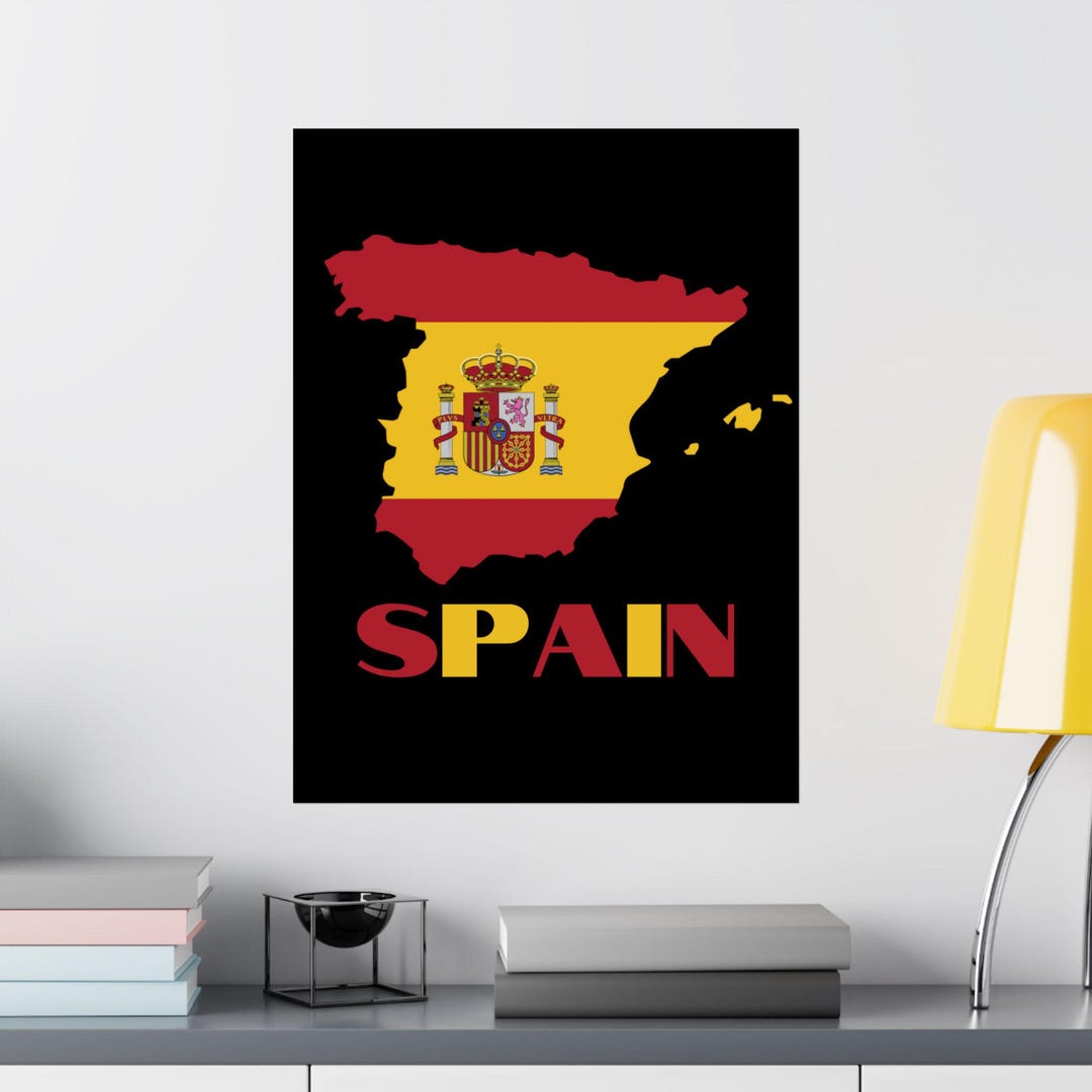 Map of Spain Poster, Spanish Flag Poster, Spain Flag Matte Poster ...