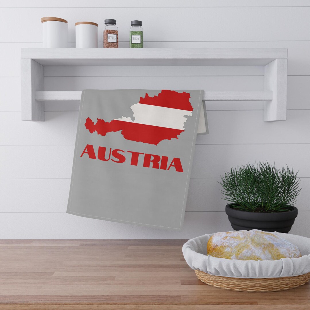 Map of Austria Kitchen Towel, Austrian Flag Towel, Austrian Kitchen ...