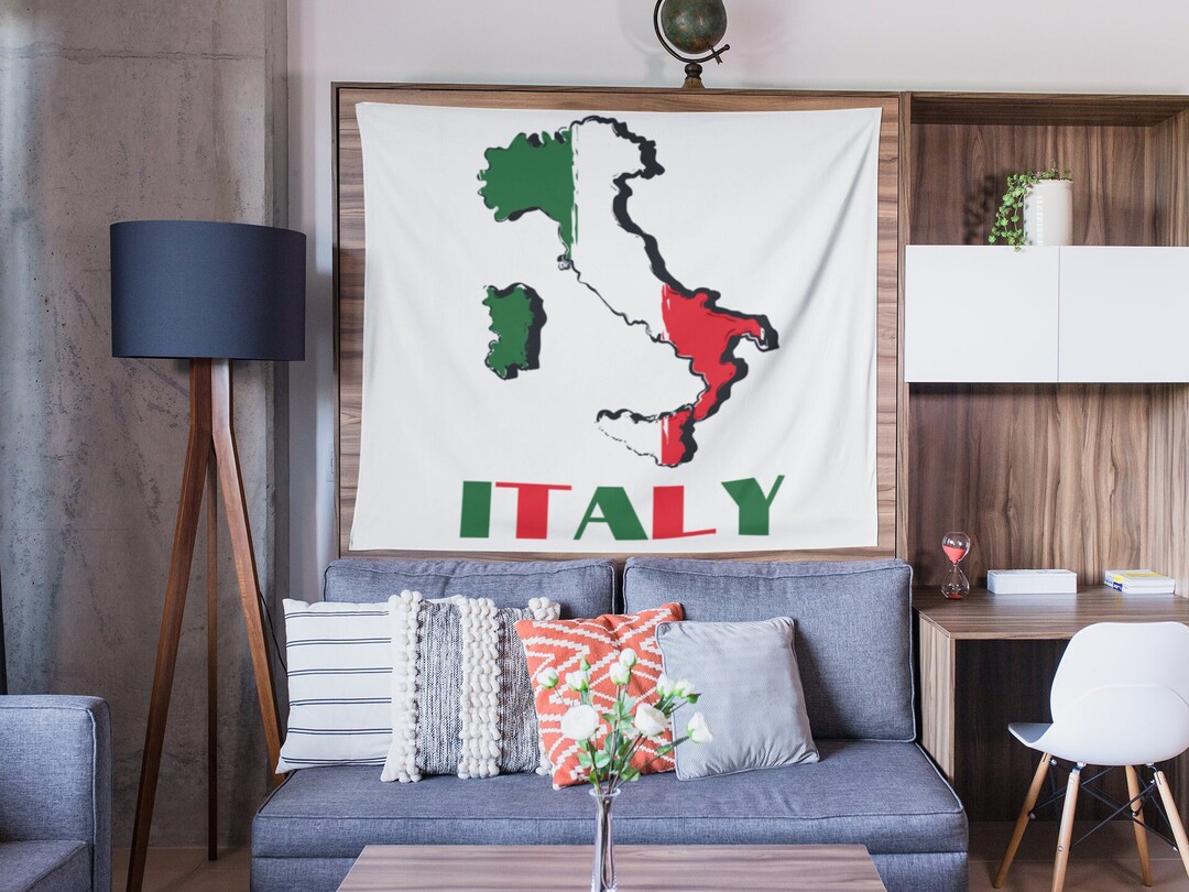 Italian Flag Map of Italy Wall Tapestry, Italy Decor, Italian Dorm ...