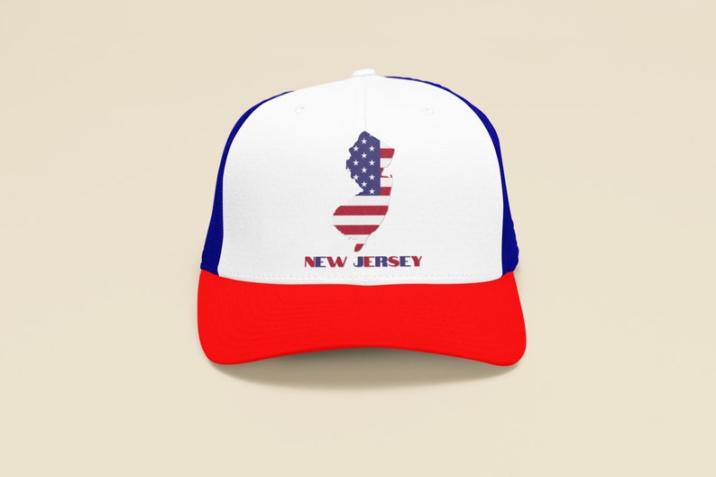 American Flag Map of New Jersey Hat, New Jersey Dad Gift, New Jersey ...