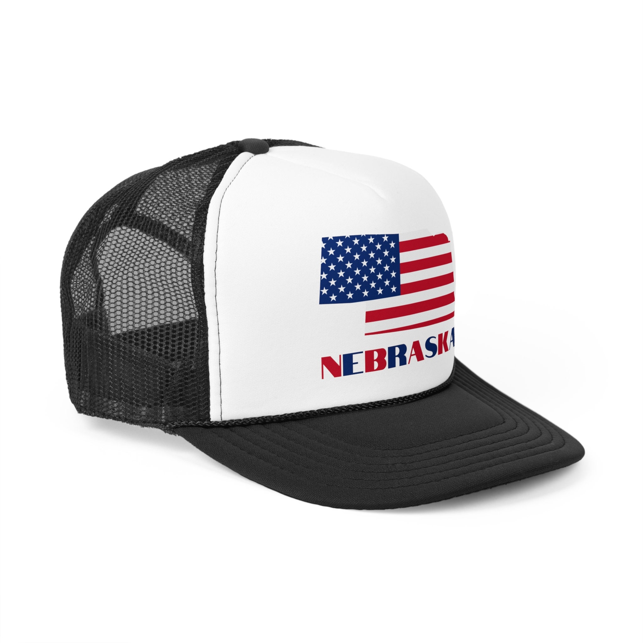 USA Flag Map of Nebraska Trucker Hat, American Flag Nebraska Dad Hat ...