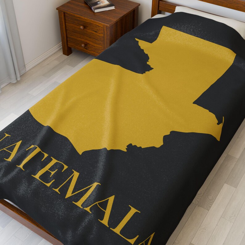 Gold and Black Map of Guatemala Blanket, Gold Guatemala Throw Blanket ...