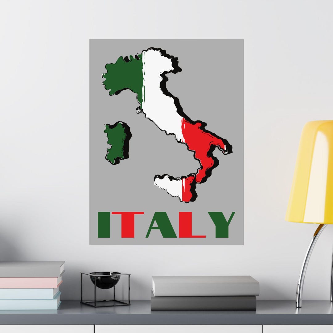 Map of Italy Poster, Italian Flag Poster, Italy Flag Matte Poster ...