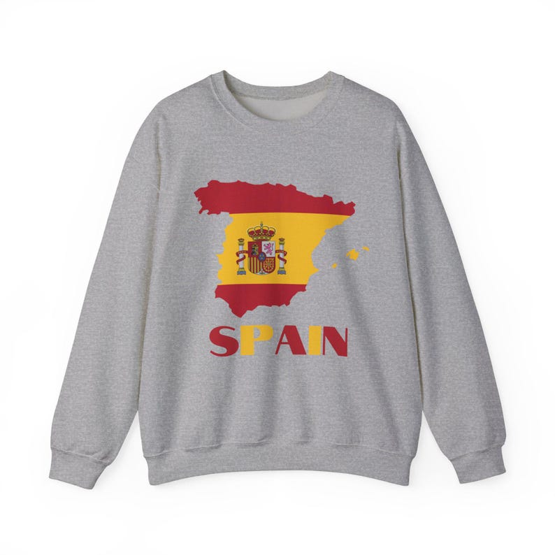 Spain Flag Map Sweatshirt, Spanish Crewneck Pullover - Etsy