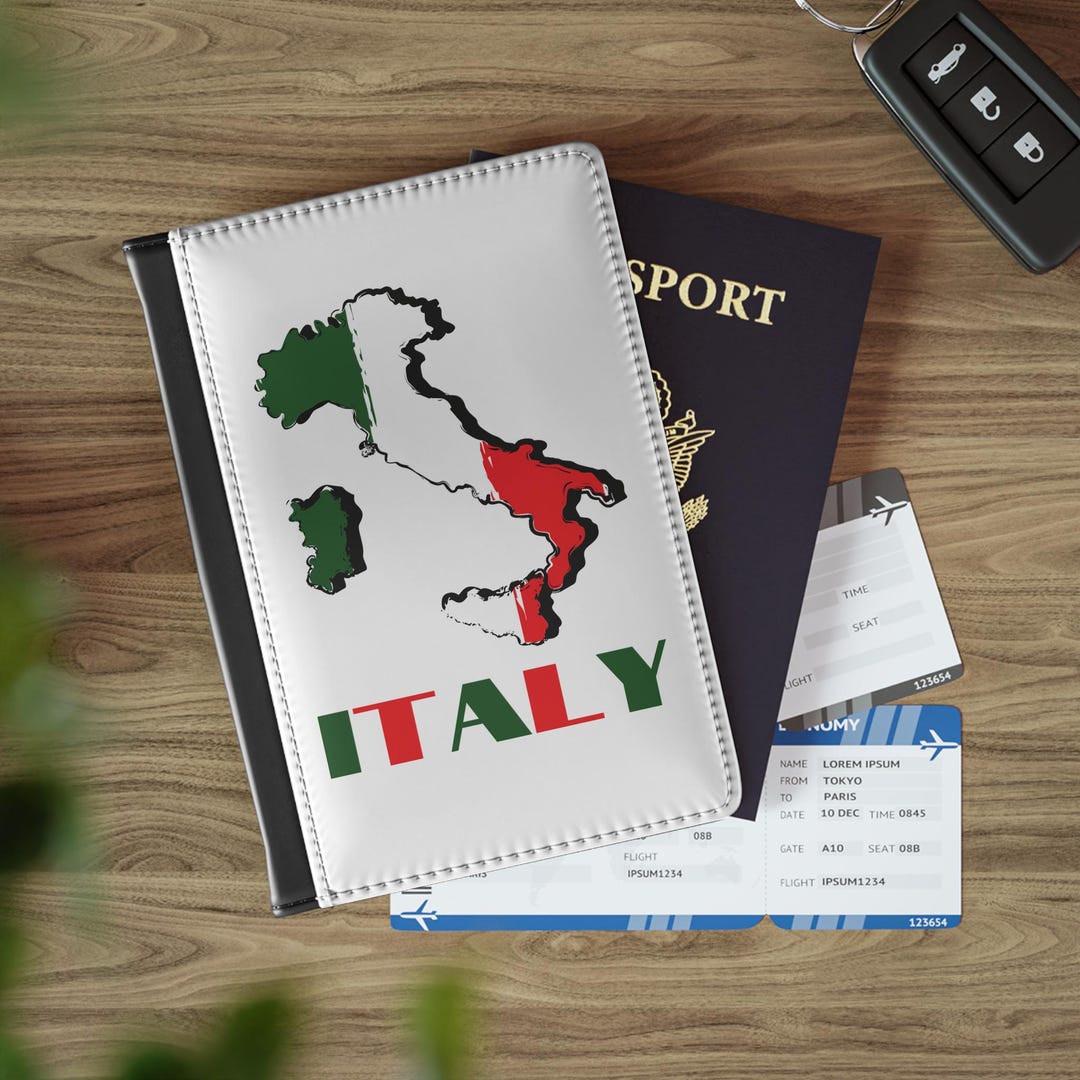 Italy Passport Holder, Italian Passport Wallet, Italy Flag Map of Italy ...
