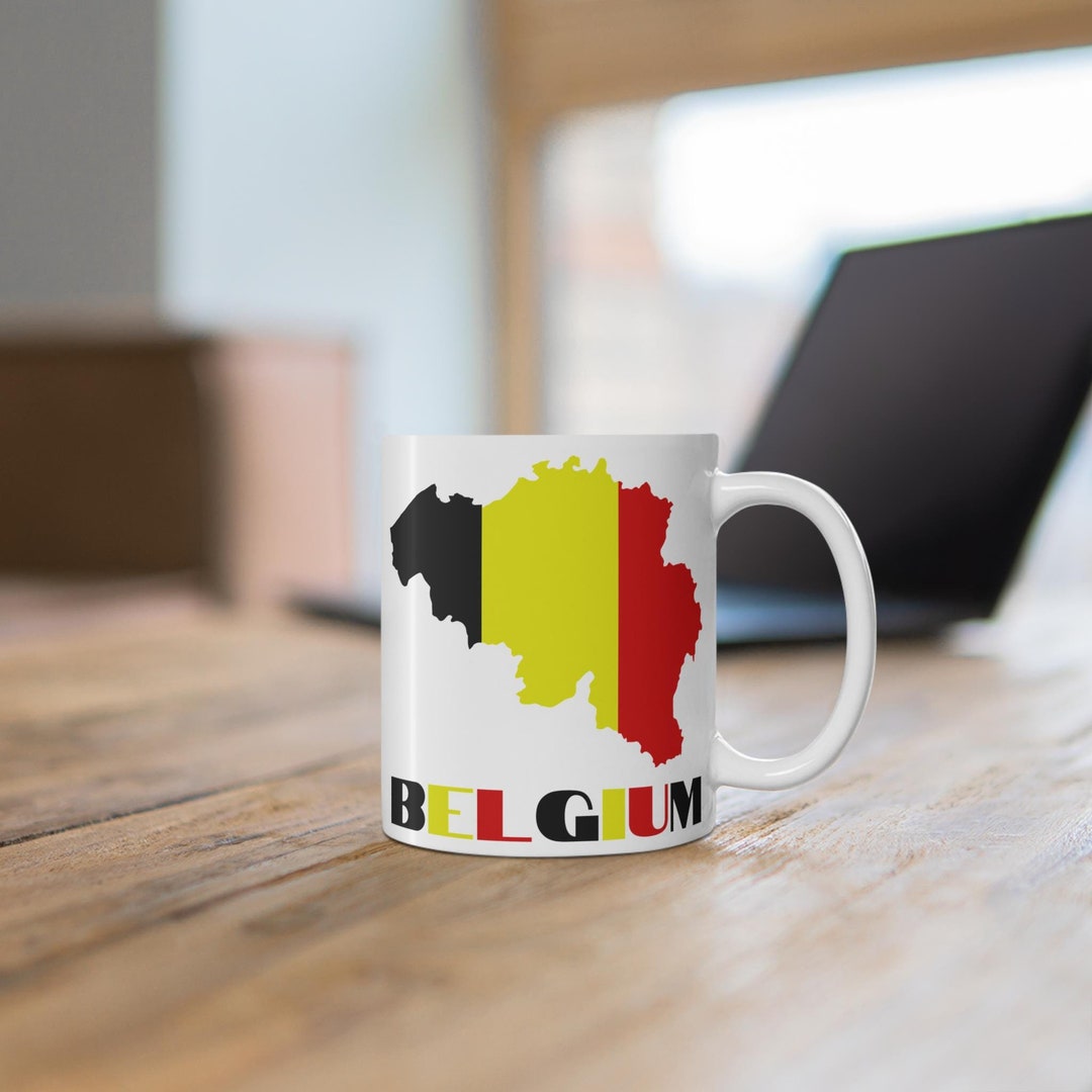 Belgium Coffee Mug, Belgian Flag Map Mug, Belgium Travel Gift, Belgium ...