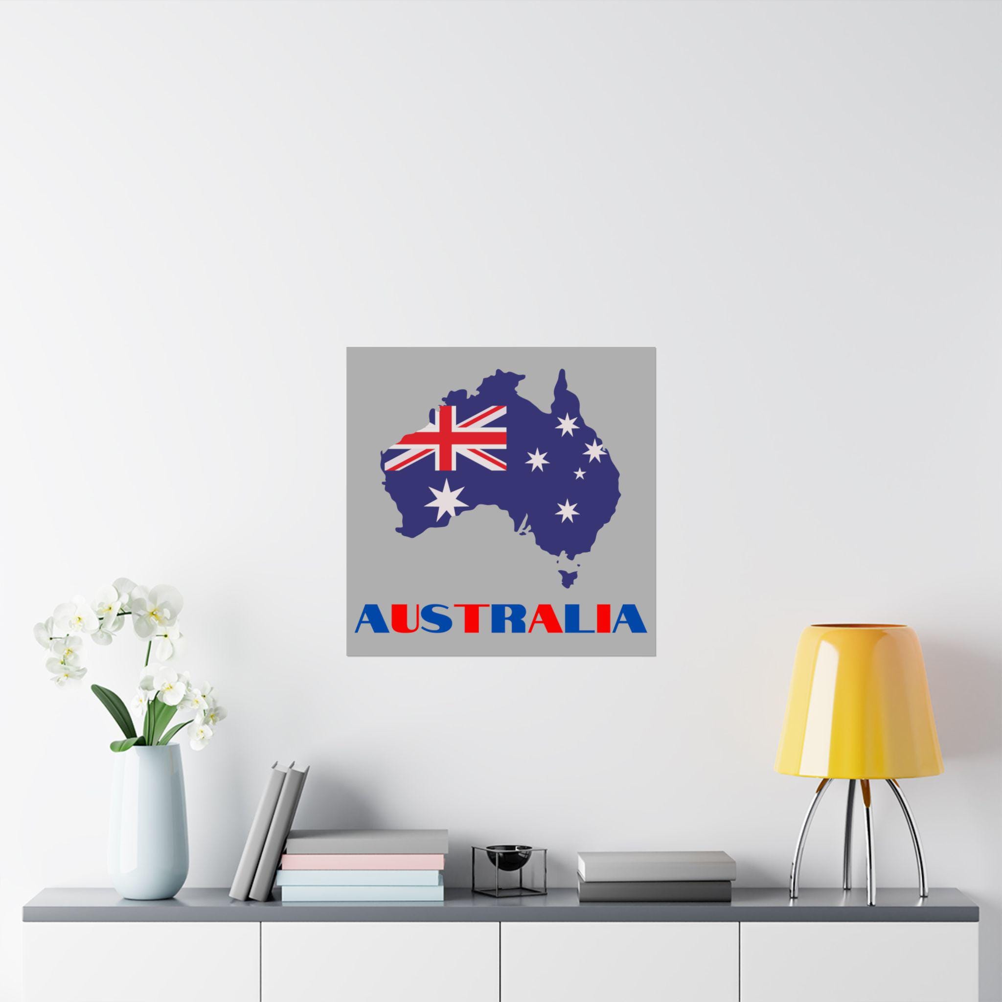 Map of Australia Poster, Australian Flag Poster, Australia Flag Matte ...