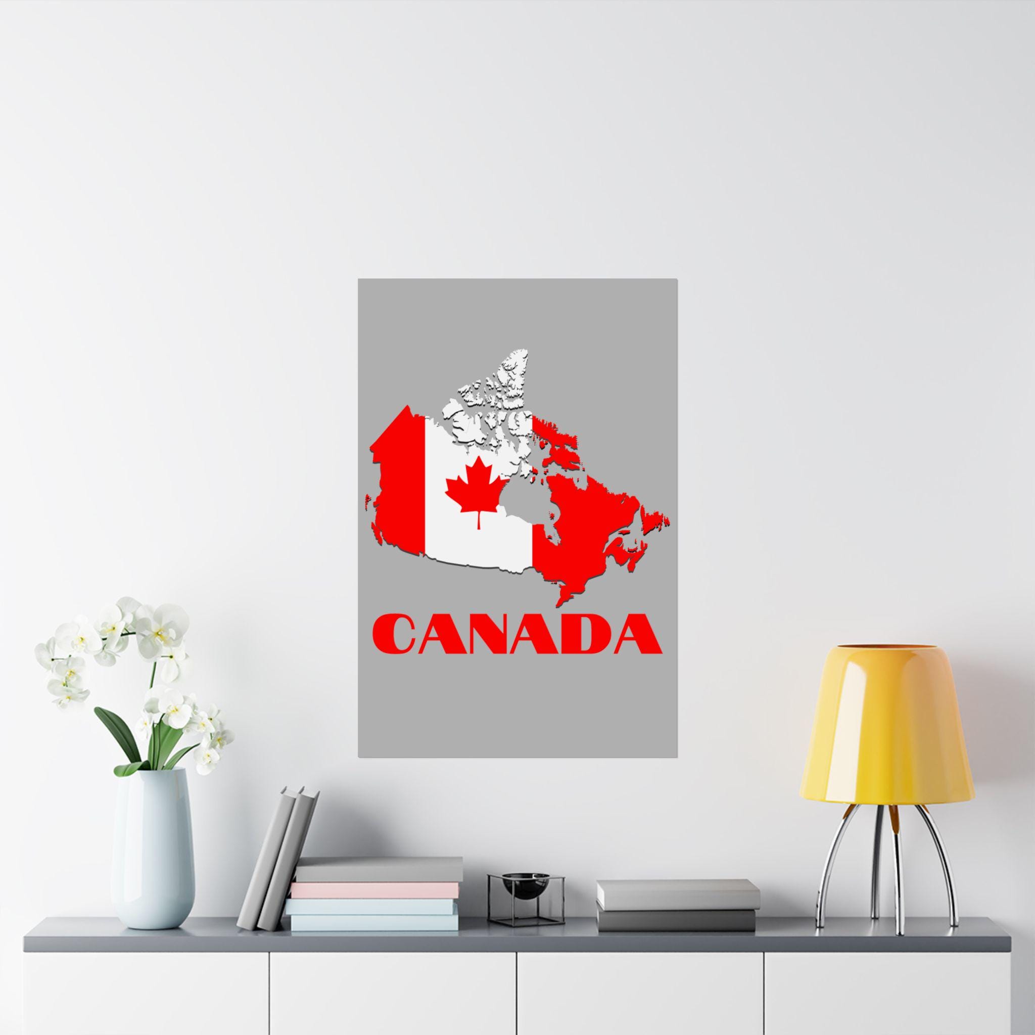 Map of Canada Poster, Canadian Flag Poster, Canada Flag Matte Poster ...