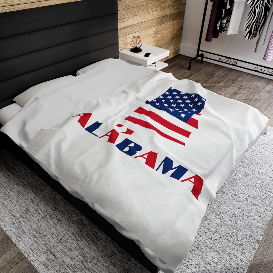 American Flag Map of Alabama Blanket, Alabama Throw Blanket, Alabama ...