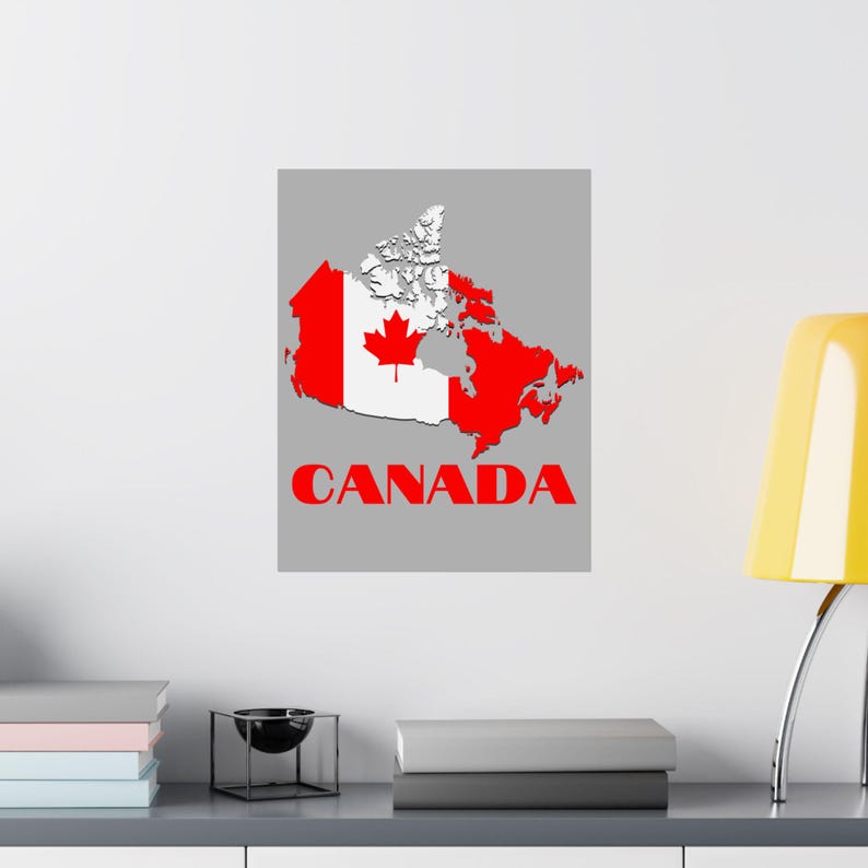 Map of Canada Poster, Canadian Flag Poster, Canada Flag Matte Poster ...