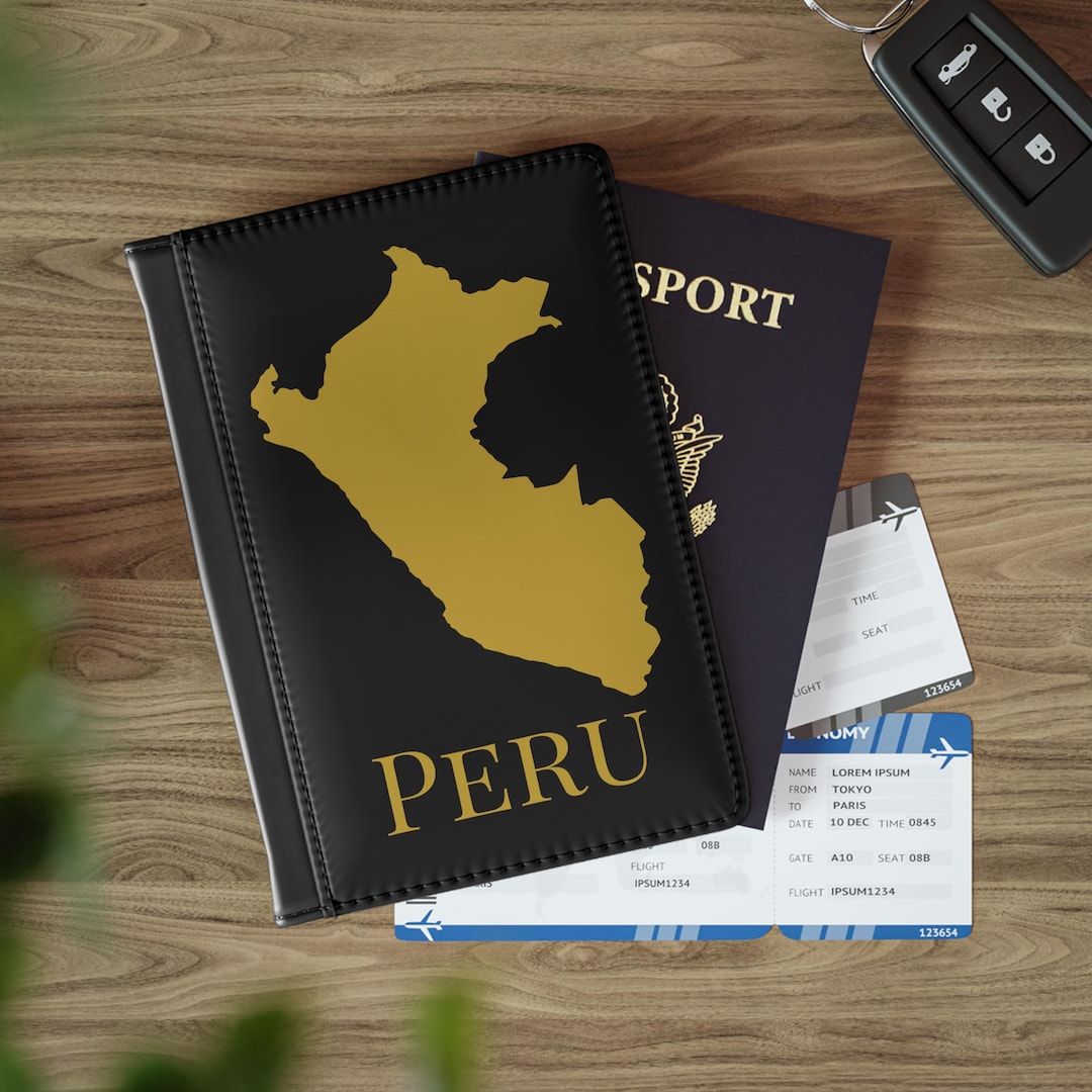Black and Gold Peru Map Passport Holder, Peruvian Passport Wallet, Peru ...