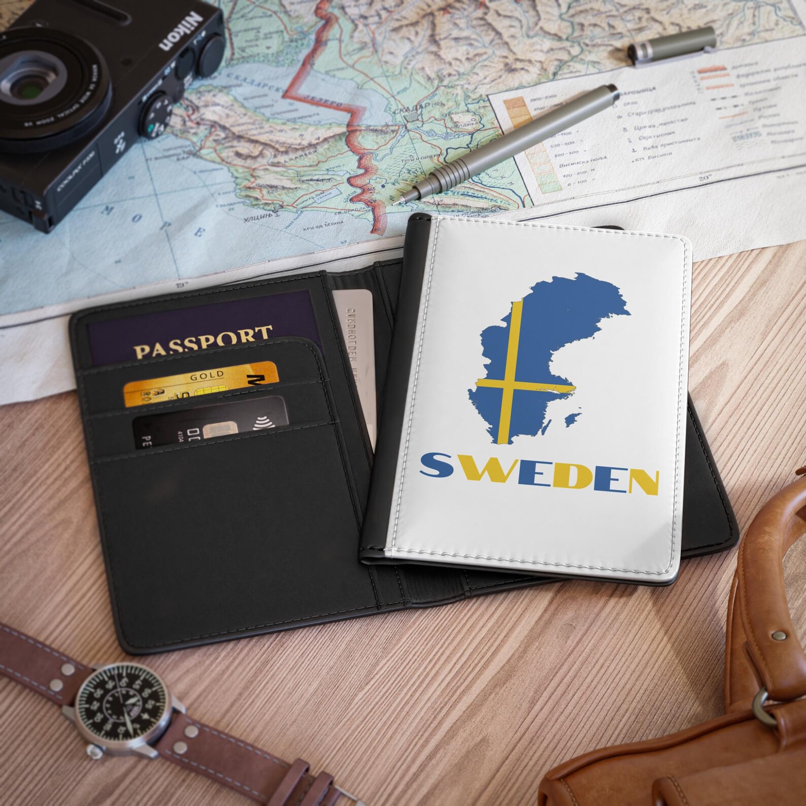 Sweden Flag Passport Holder, Swedish Passport Wallet, Sweden Travel ...