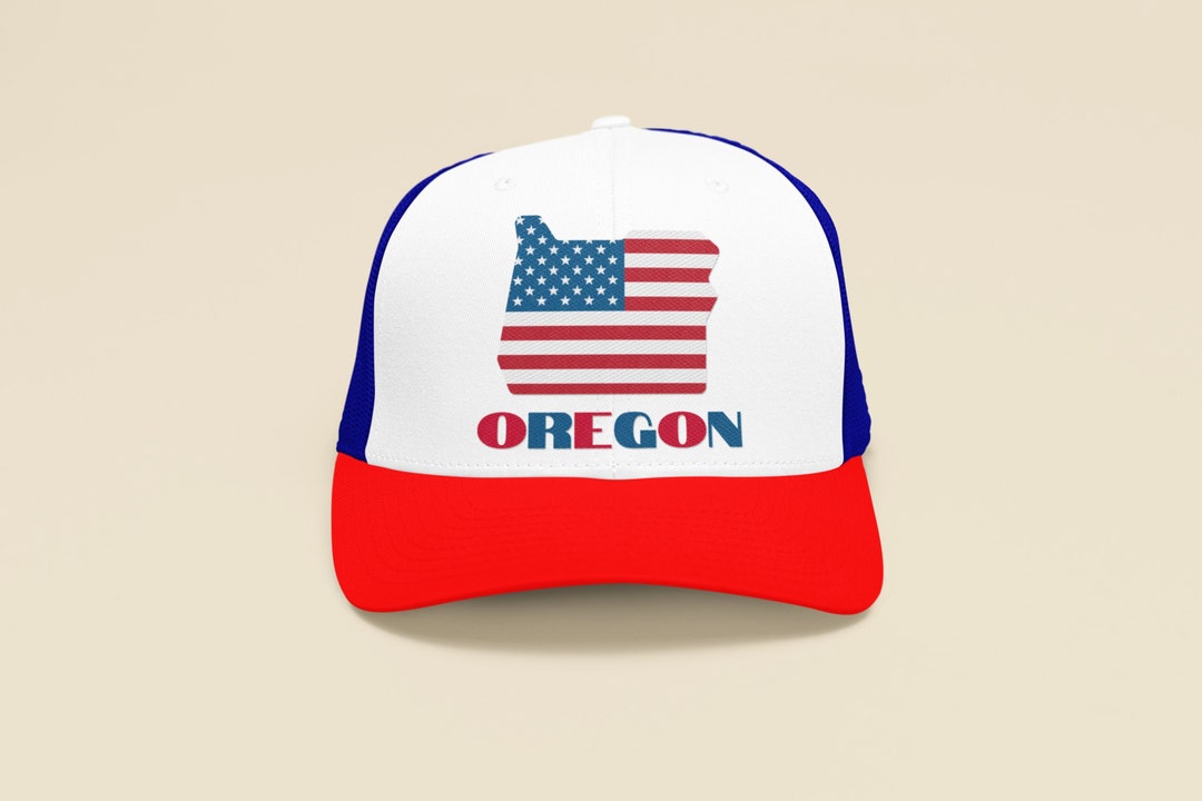 USA Flag Map of Oregon Trucker Hat, Oregon Dad Hat, Patriotic Oregon ...