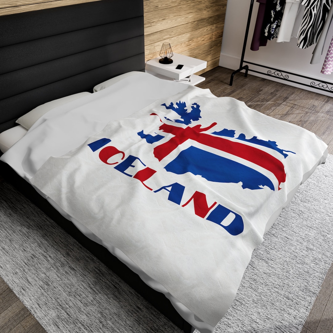 Icelandic Flag Map of Iceland Blanket, Iceland Throw Blanket, Iceland ...