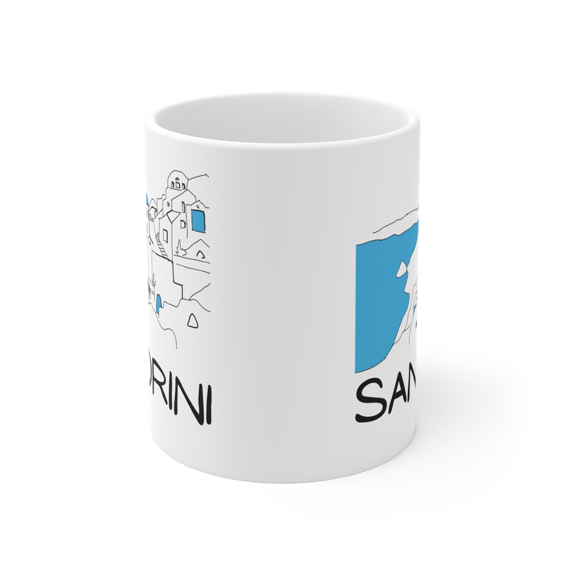 Santorini Coffee Mug, Santorini Greece Mug, Greek Islands Souvenir Cup ...