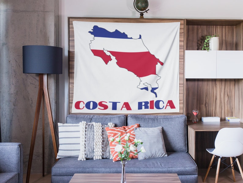 Costa Rican Flag Map of Costa Rica Wall Tapestry, Costa Rican Decor ...