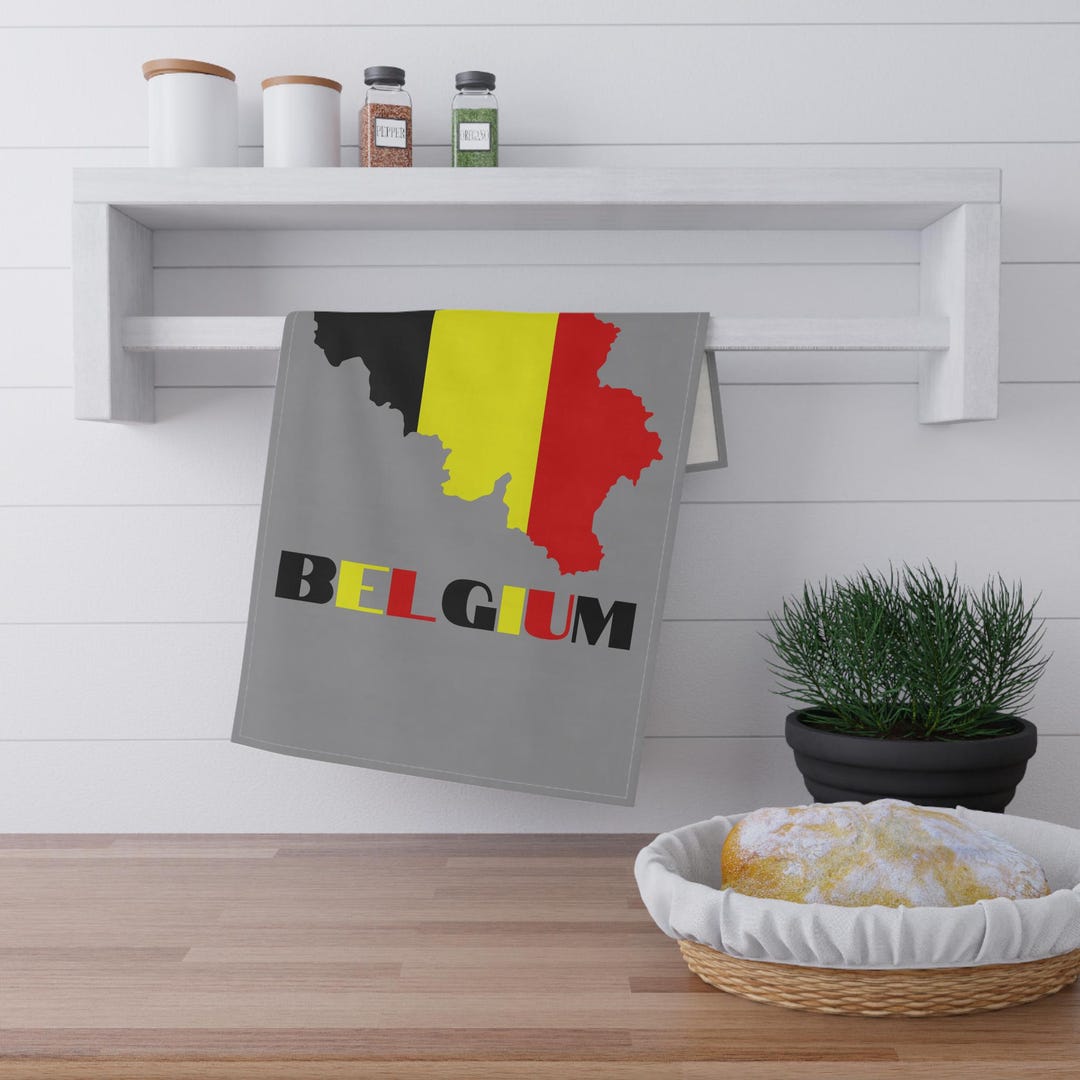 Map of Belgium Kitchen Towel, Belgian Flag Towel, Belgian Kitchen Decor ...